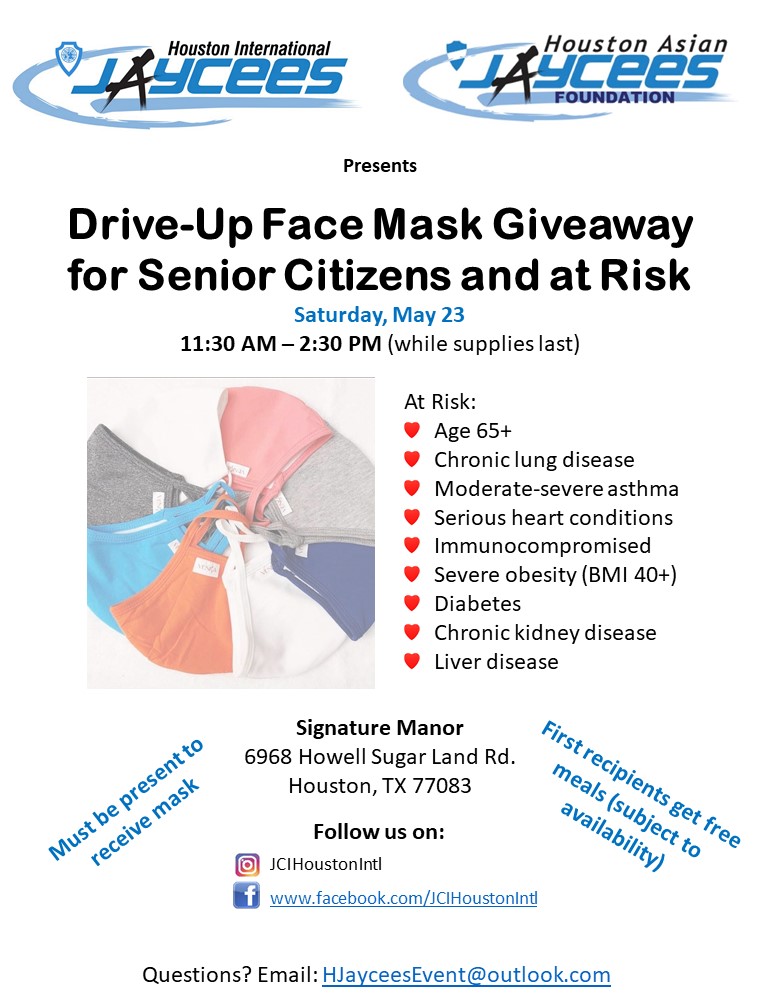 Drive Up Face Mask Giveaway for Senior Citizens and at Risk – Houston ...